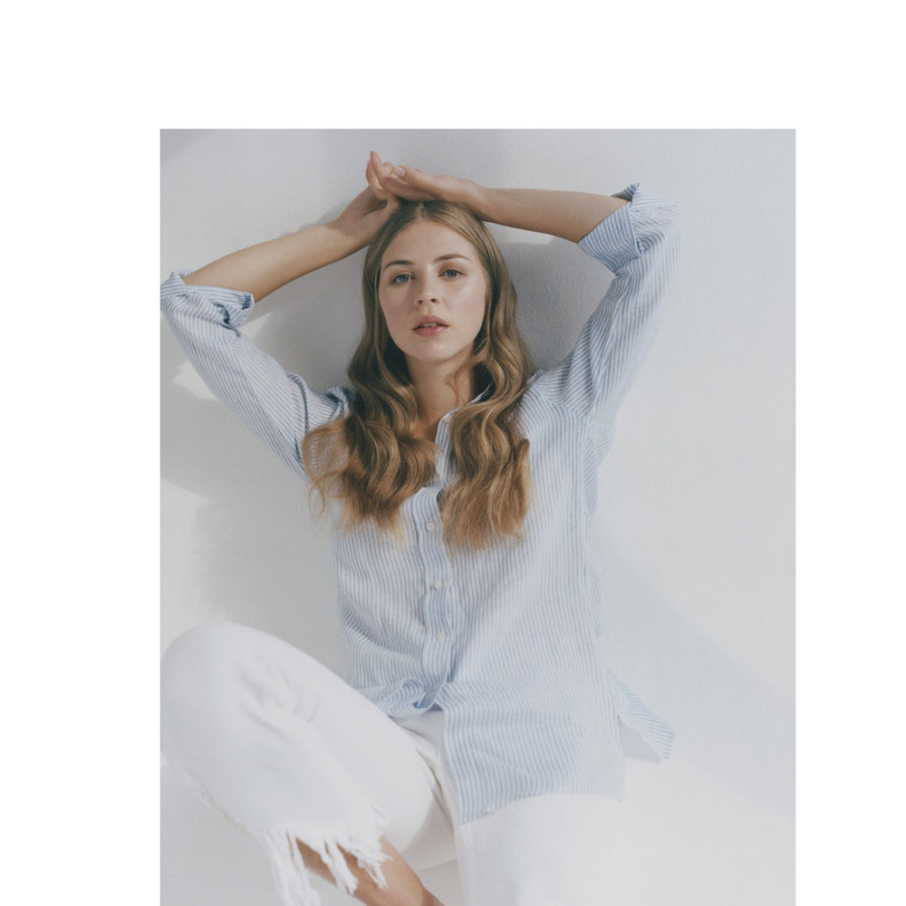 Actress Hermione Corfield wears Emma Willis Womenswear launching this