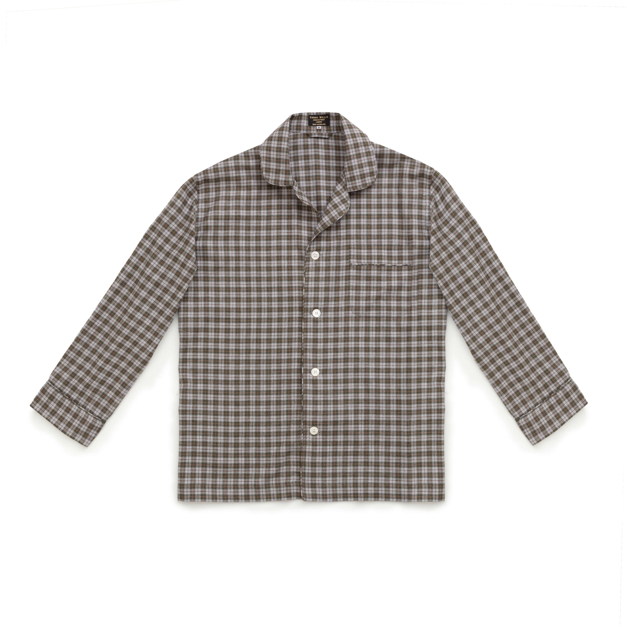 Sage/Ochre Check Brushed Cotton Pyjama Set - New